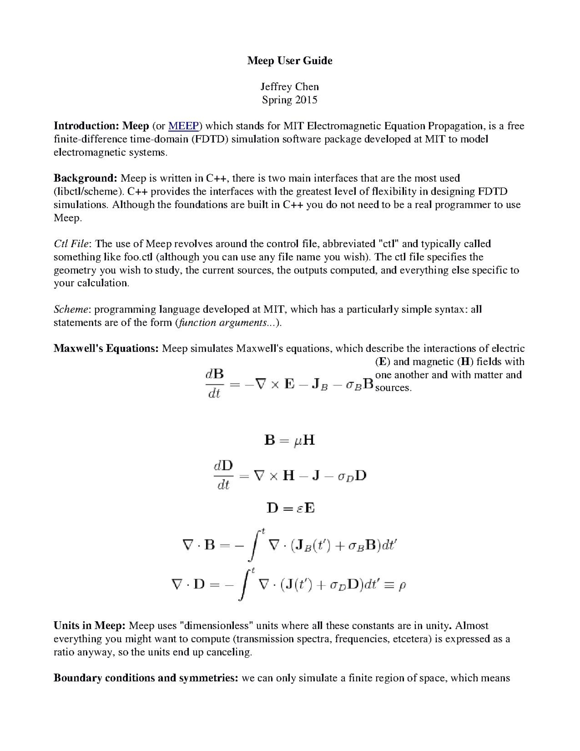 MEEP - Advanced Projects Lab